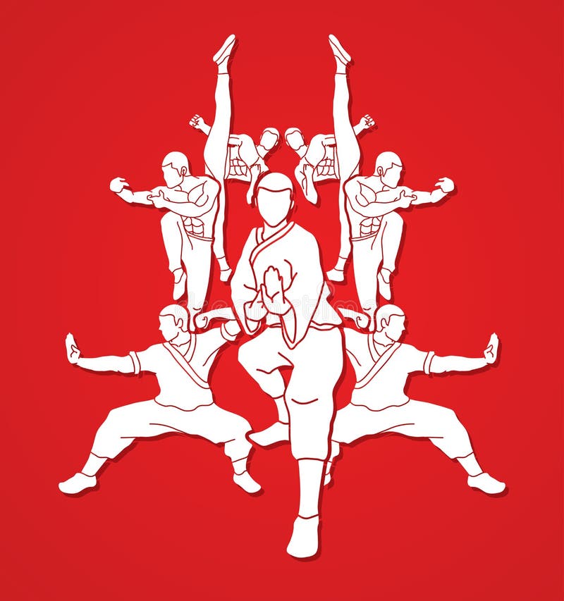 Kung fu action composition stock vector. Illustration of composition ...