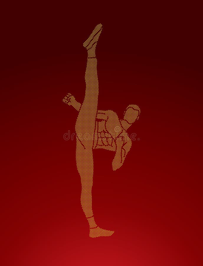 Kung Fu, Karate High Kick Front View Stock Vector - Illustration of ...