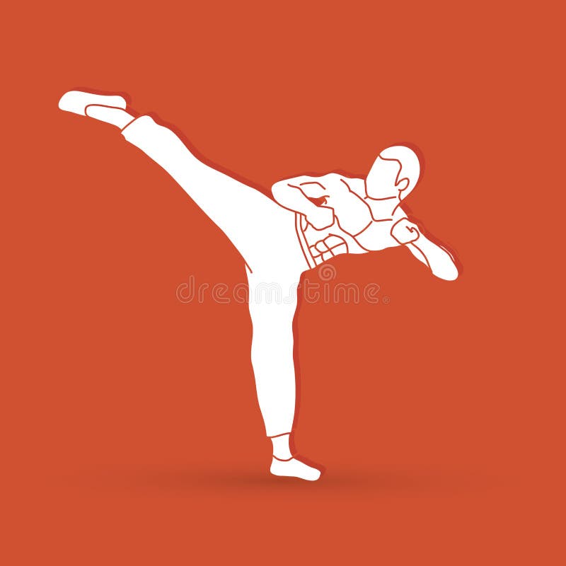 Kung fu, Karate kick stock vector. Illustration of kata - 100093387