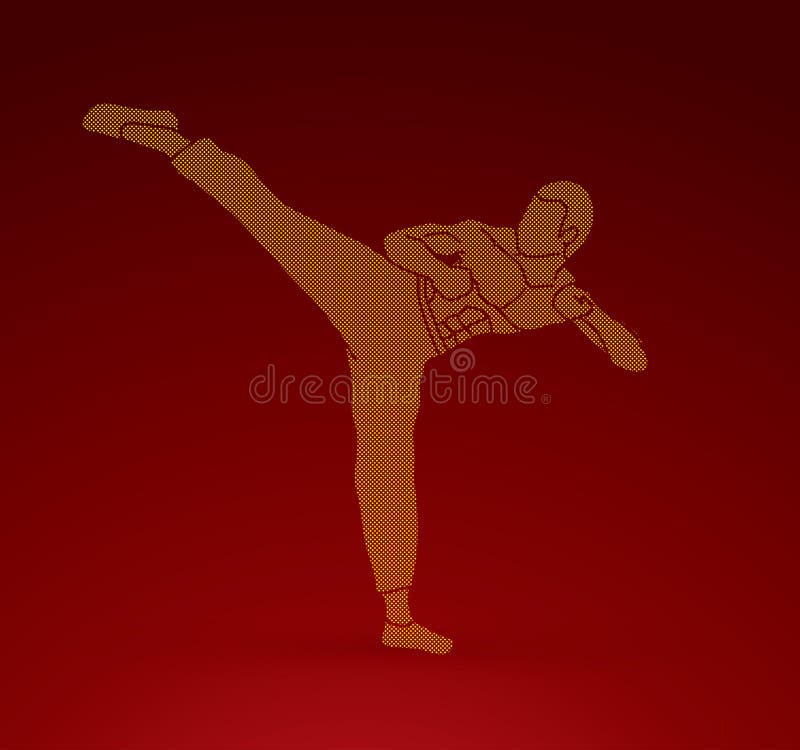 Kung fu, Karate kick stock vector. Illustration of dots - 100310174