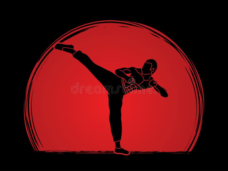 Kung fu Kick stock vector. Illustration of dogi, exercise - 99560580