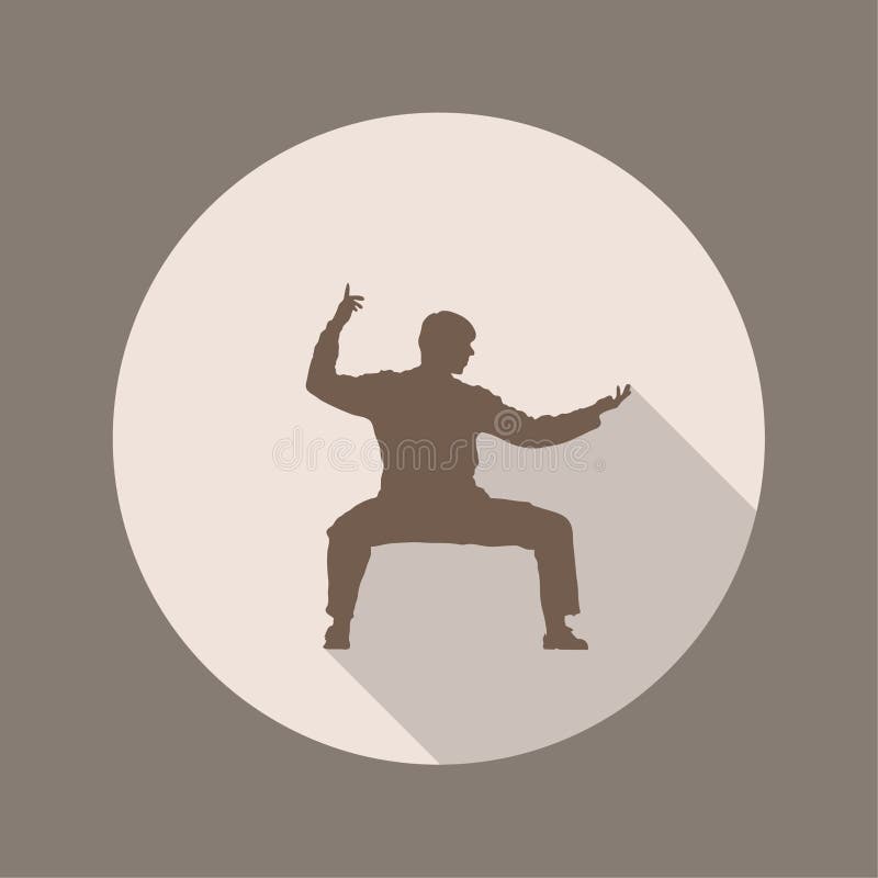 Kung Fu Master Icon, Flat Design Stock Vector - Illustration of kicking ...