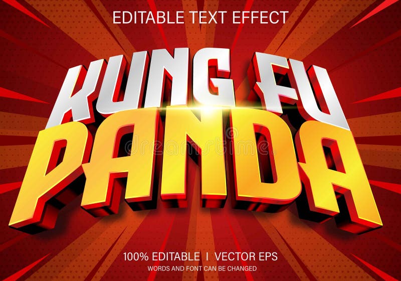 Kung Fu Panda Vector Text Effect with Modern Style Design Stock Vector ...