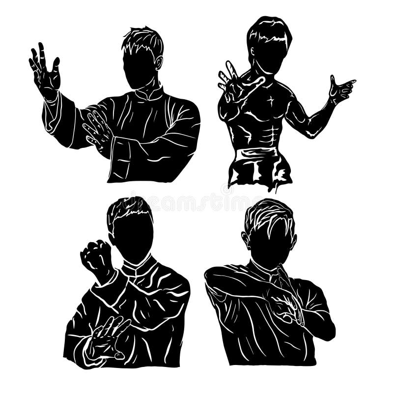 Kung fu wing chun vector stock vector. Illustration of moustache ...