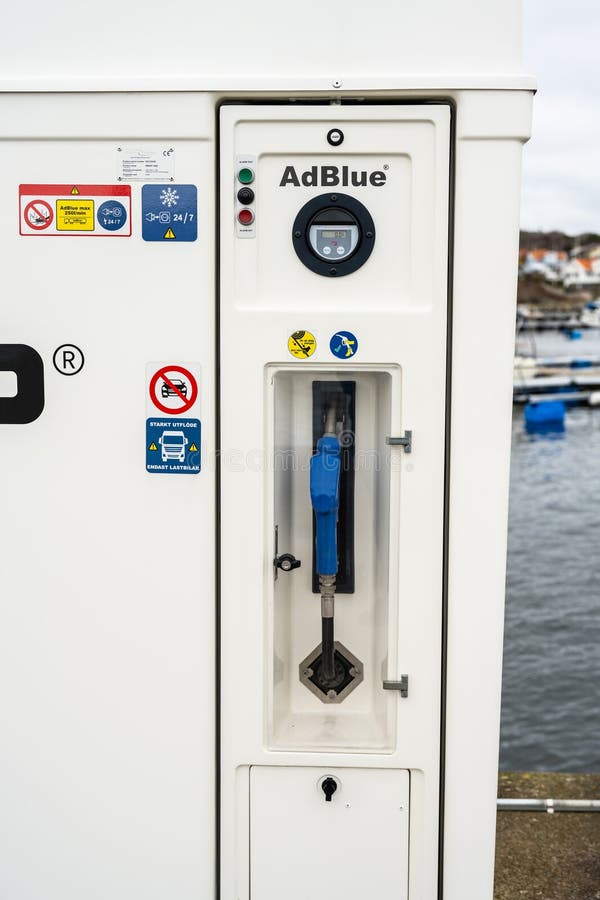 AdBlue pump by a pier.. editorial stock photo. Image of outside - 327488213