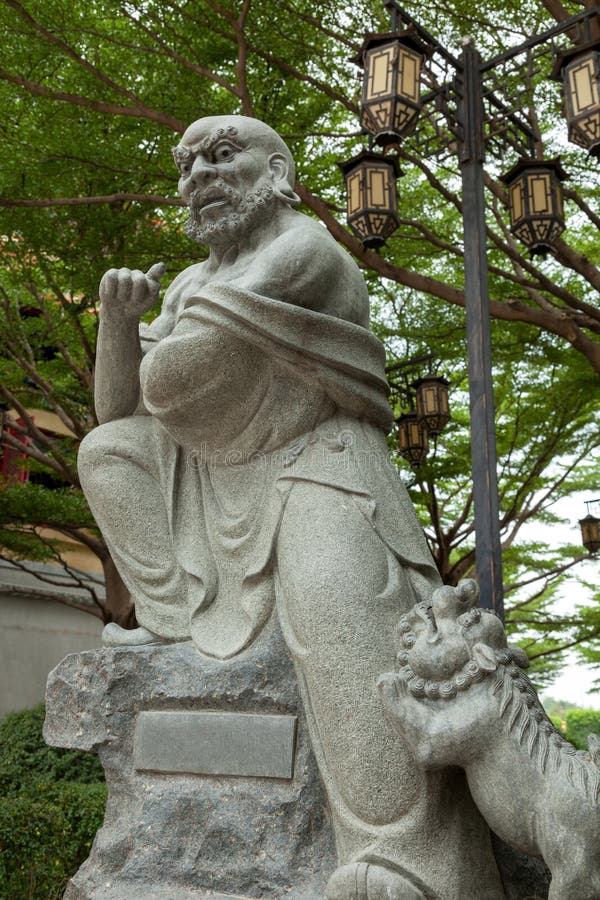Kungfu Master Statue with Lion Stock Image - Image of icon, culture ...