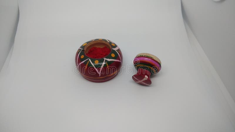 Kunkum Wooden Shell Well Painted Stock Image - Image of kunkum, shell ...