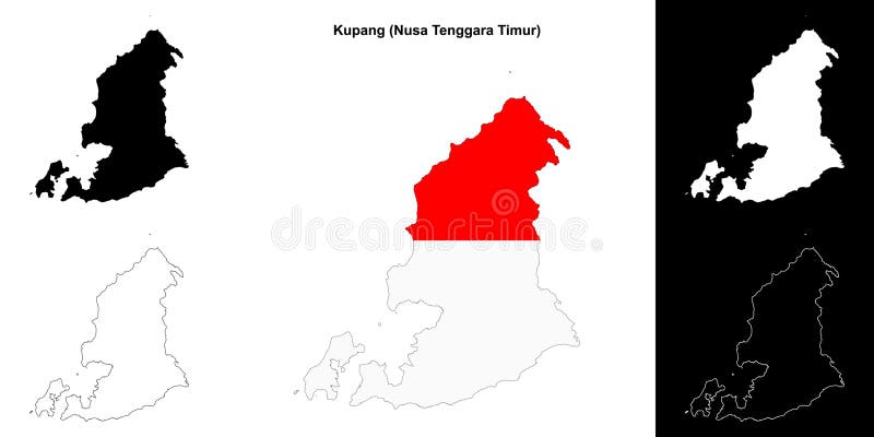 Kupang outline map stock vector. Illustration of timur - 356961388