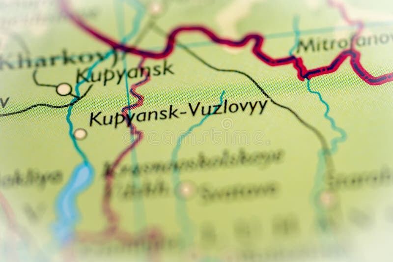 Kupiansk-Vuzlovyi, Ukraine Highlighted on a World Map Stock Image ...