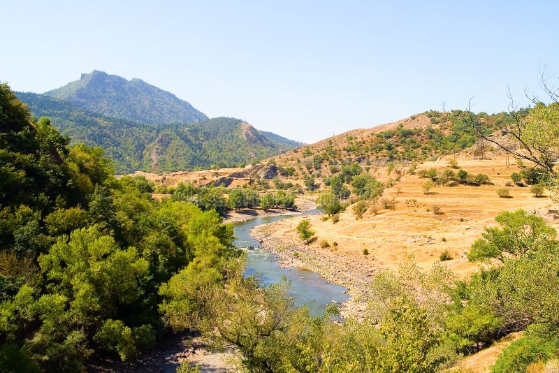 The Kura River in the Borjomi Area. Stock Image - Image of riverbed ...