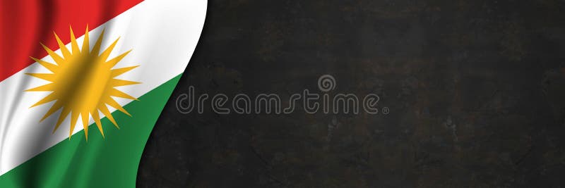 Kurdistan Flag on Concrete Wall. Banner with Fabric Texture of the Flag ...