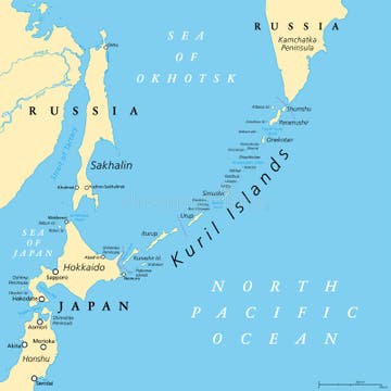 Kuril Islands, from Hokkaido To Kamchatka Peninsula, Political Map ...