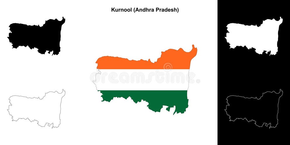 Kurnool outline map stock vector. Illustration of shape - 368821972
