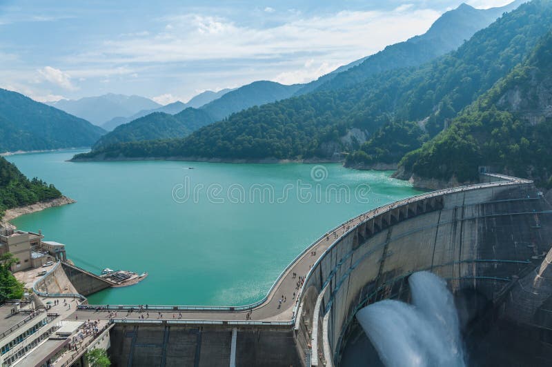 Kurobe Dam with Rainbow stock image. Image of cloud, object - 83485199