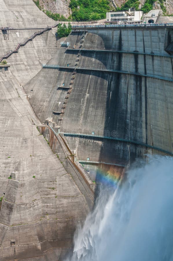 Kurobe Dam with Rainbow stock image. Image of heaven - 83670923