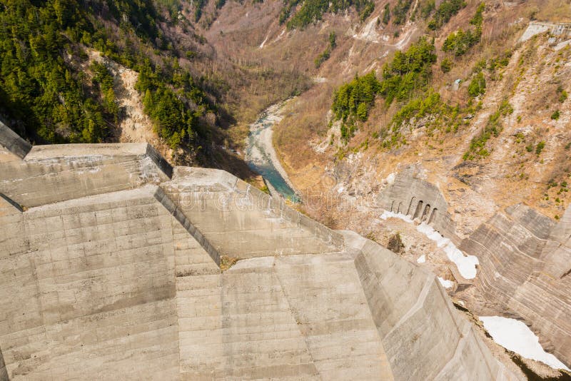 Kurobe Dam at Tateyama Kurobe Alpine Route. Stock Photo - Image of ...