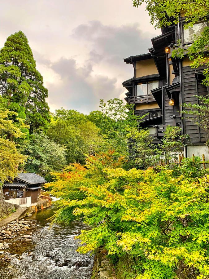 River in Kurokawa Onsen Town in Aso, Kyushu Stock Photo - Image of ...