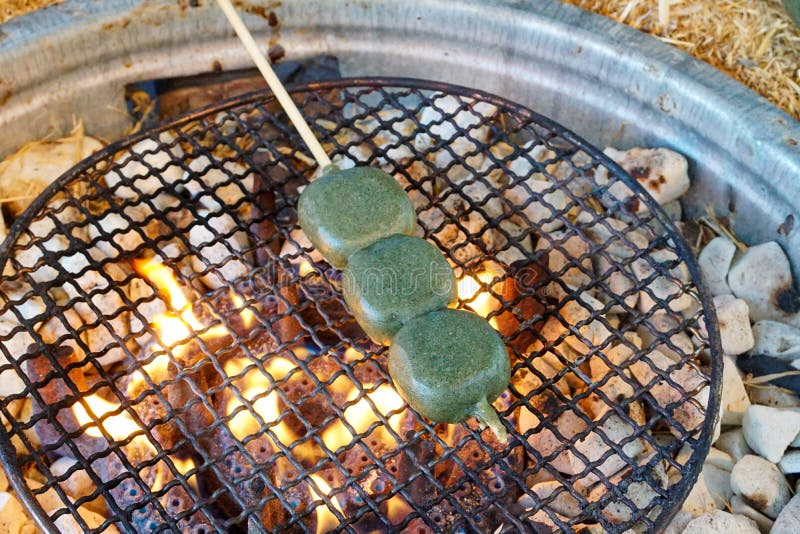 Kusadango Japanese Sweets on a Grill Stock Image - Image of mochi ...