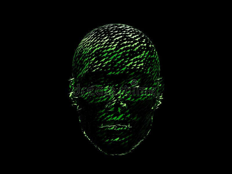 Kusama Crypto Face Head Cyborg Abstract Furistic Hologram Technology 3d