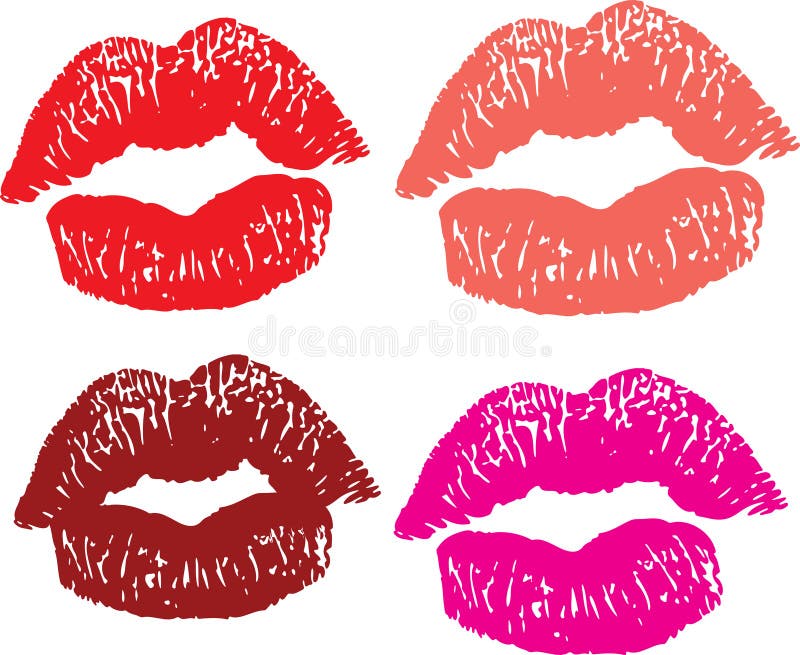 Het Kussen Van Lippen Op Rode En Zwarte Geruite Lusjes Vector ...