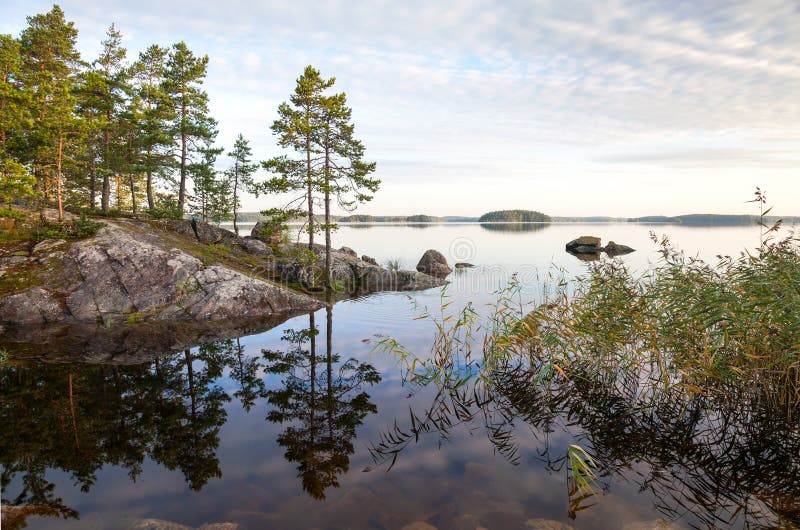 Kust Landschap, Saimaa Meer, Finland Stock Foto - Image of meer, rand ...