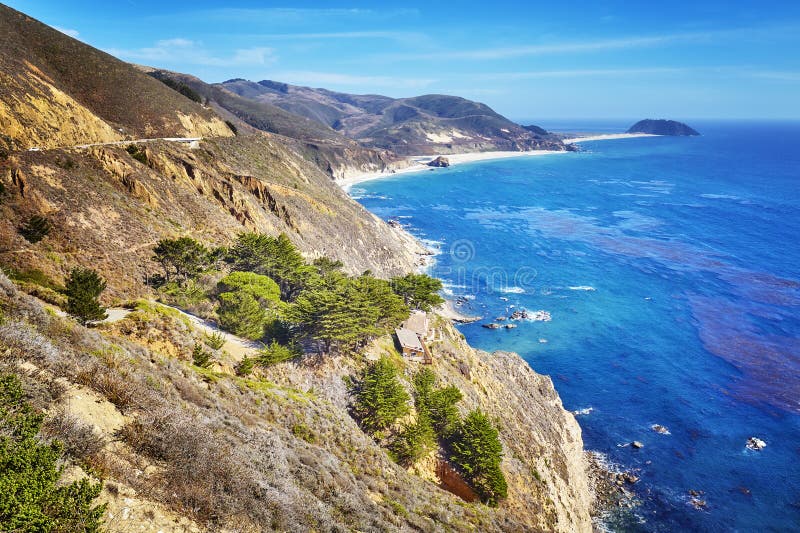 Kustlijn Langs De Vreedzame Kustweg, De V.S. Stock Afbeelding - Image ...