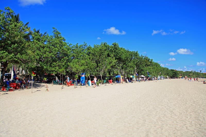 Kuta Beach with Blue Sky in Kuta, Bali, Indonesia. Stock Photo - Image ...