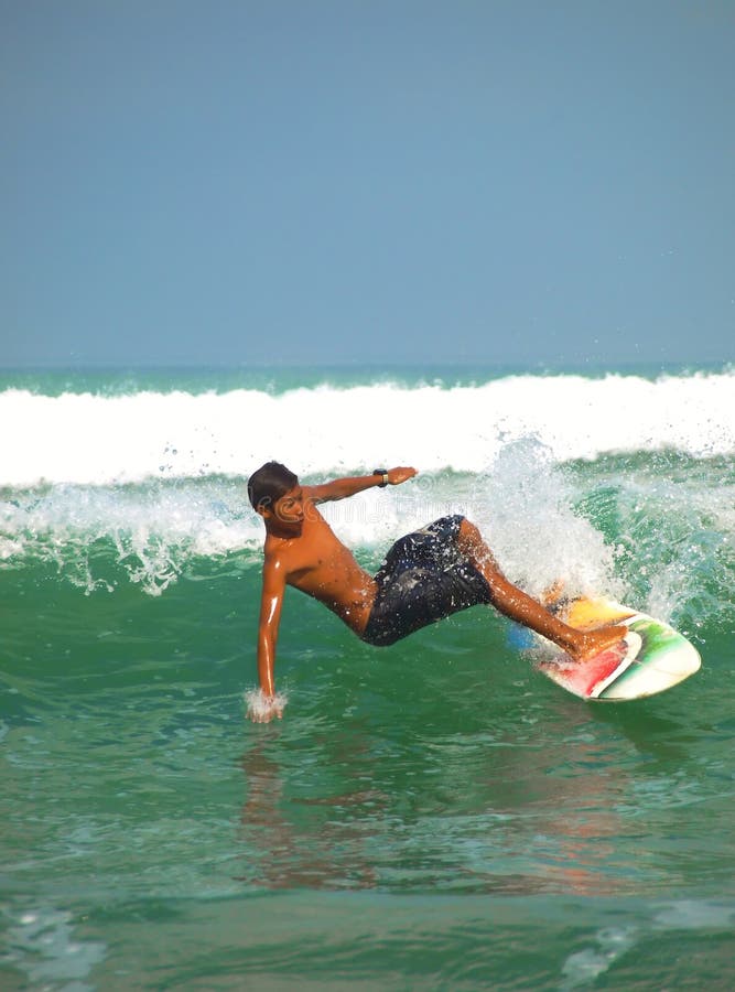 Kuta beach surfing action editorial stock image. Image of travel - 23839954