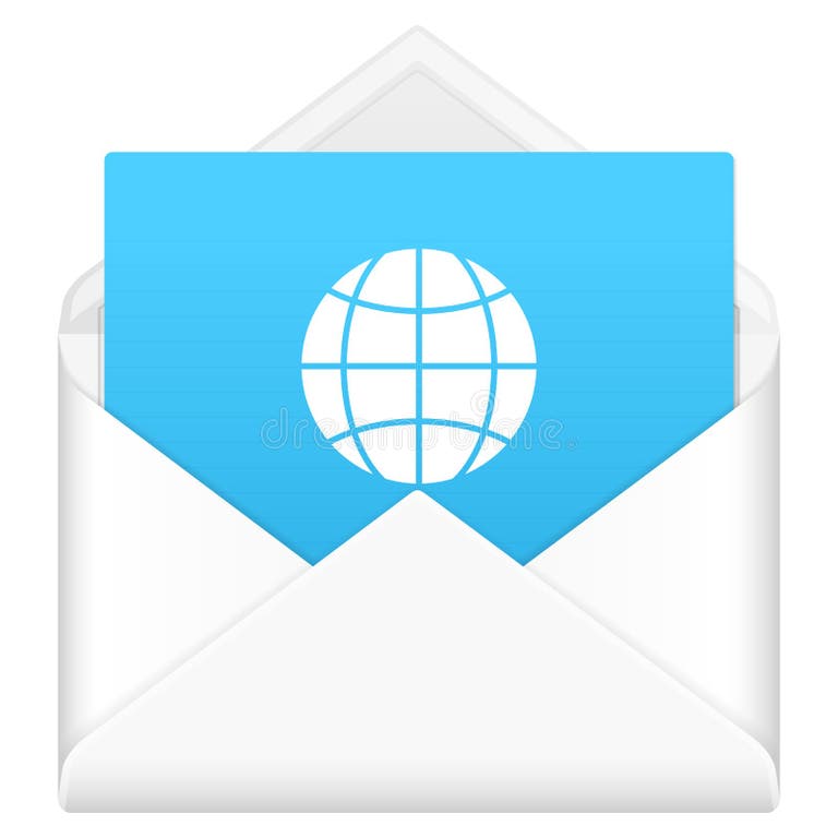 Kuvert med jordklotsymbol stock illustrationer. Illustration av papper ...