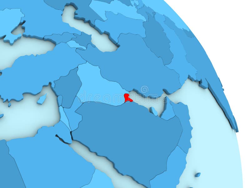 Kuwait on Blue Political Globe Stock Illustration - Illustration of ...