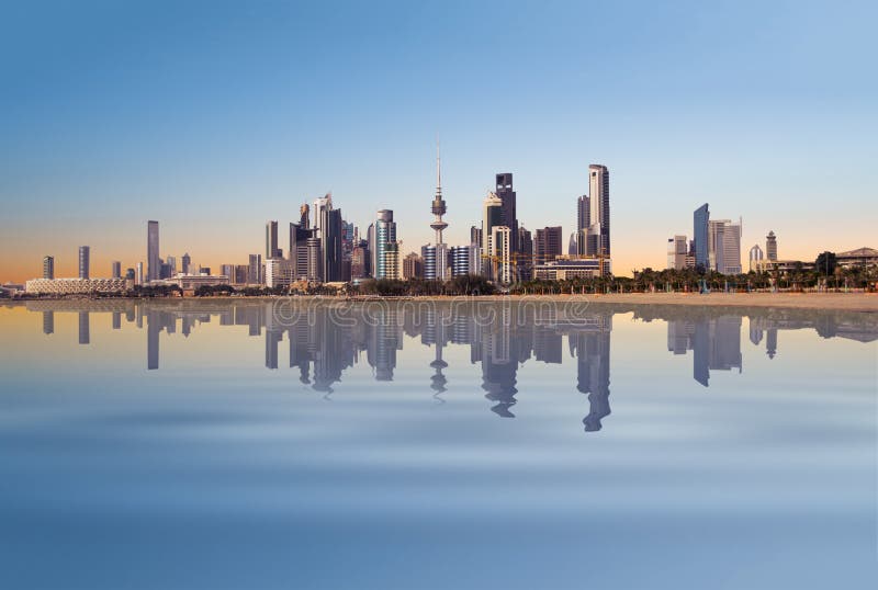 Kuwait City stock photo. Image of birdge, water, sunset - 53587196