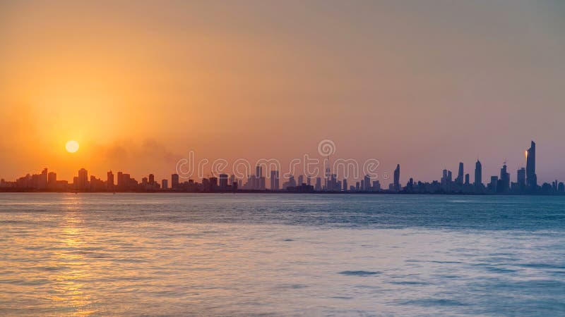 Kuwait Cityscape during the Sunset Timelapse Stock Photo - Image of ...