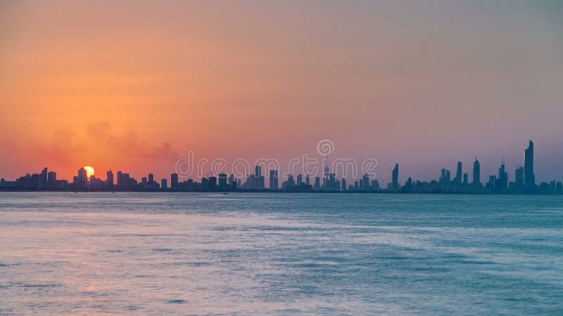 Kuwait Cityscape during the Sunset Timelapse Stock Image - Image of ...