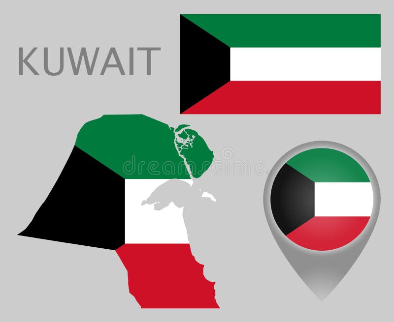 Kuwait Flag, Map and Map Pointer Stock Vector - Illustration of arabic ...