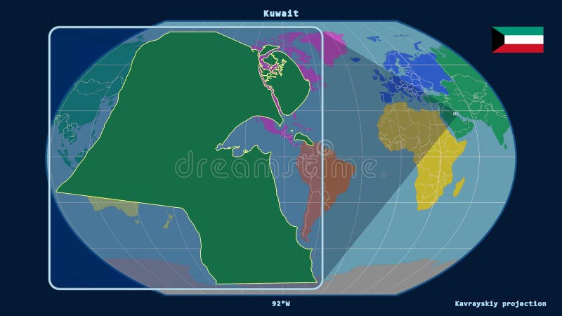 Kuwait - Continents. Kavrayskiy, Left Stock Illustration - Illustration ...