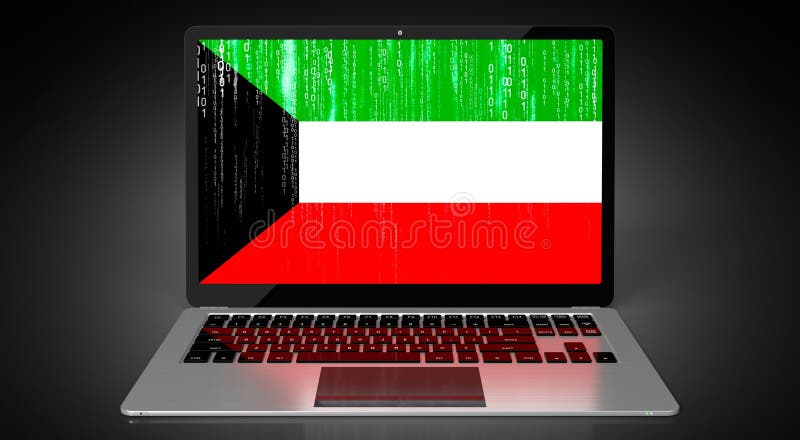 Kuwait - Country Flag and Binary Code on Laptop Screen Stock ...