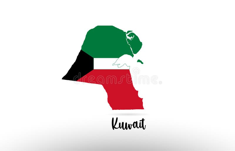Kuwait Country Flag Inside Map Contour Design Icon Logo Stock Vector ...