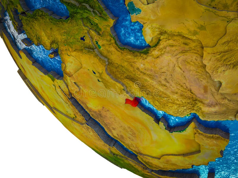 Kuwait on 3D Earth stock illustration. Illustration of kuwait - 130615767