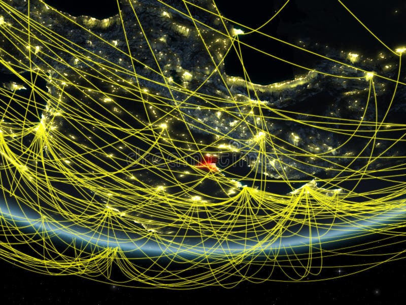 Kuwait network map. stock vector. Illustration of connection - 92820634