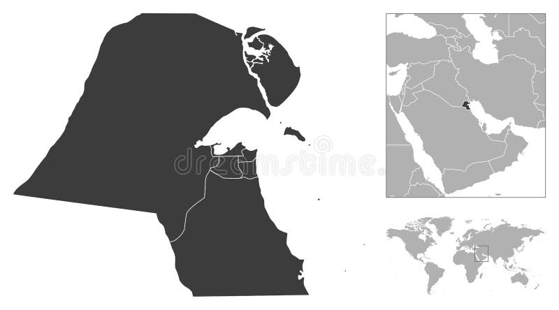 Kuwait - Detailed Country Outline and Location on World Map. Stock ... Kuwait - Detailed Country Outline and Location on World Map. Stock ...
