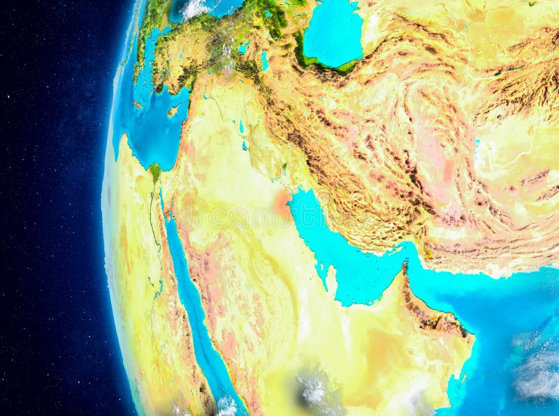 Kuwait on Earth from space stock illustration. Illustration of country ...