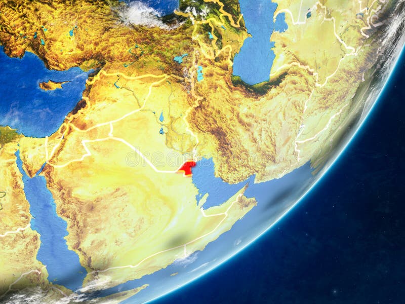 Kuwait on Earth from space stock illustration. Illustration of asian ...