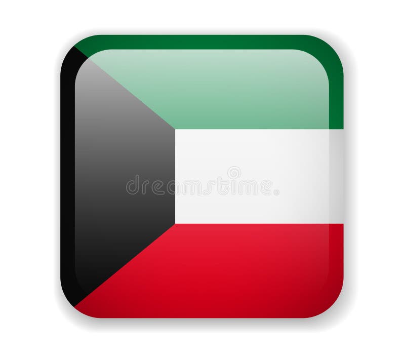 Kuwait Flag Bright Square Icon on a White Background Stock Vector ...