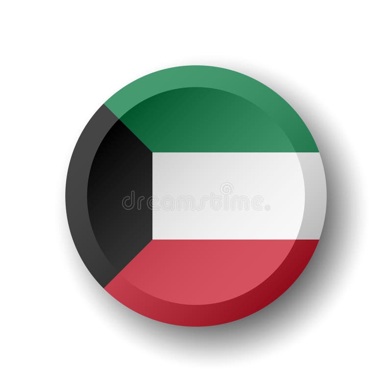 Circle Button Flag of Kuwait Stock Vector - Illustration of nation ...