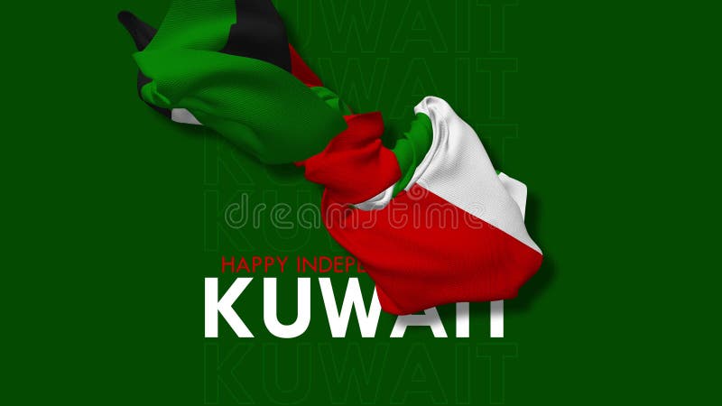 Kuwait Flag Flying in Wind, Happy Independence Day Stock Video - Video ...
