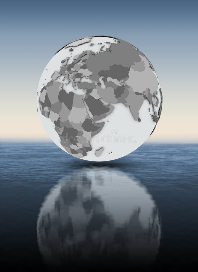 Kuwait on Globe Above Water Stock Illustration - Illustration of kuwait ...