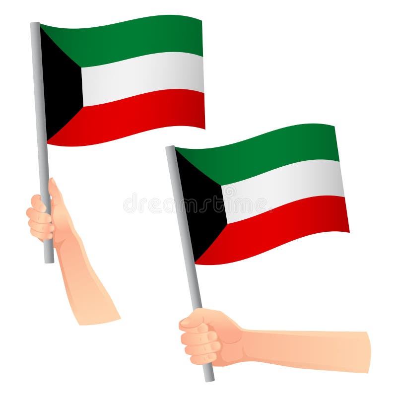 Kuwait flag in hand icon stock illustration. Illustration of country ...