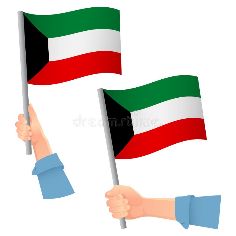 Kuwait flag in hand icon stock illustration. Illustration of country ...