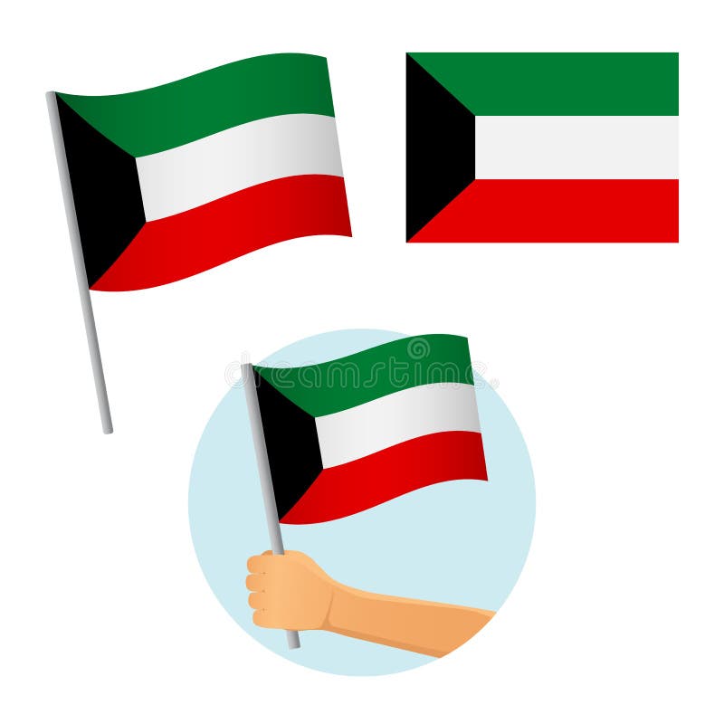 Kuwait flag in hand stock illustration. Illustration of symbol - 146545889