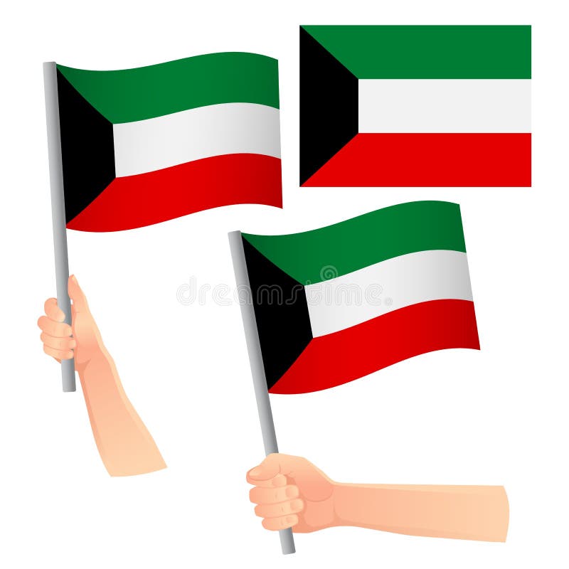 Kuwait flag in hand set stock illustration. Illustration of vector ...